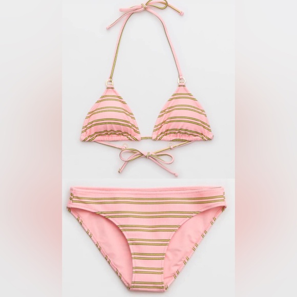 aerie | Swim | Nwt Aerie Full Set Shine Rib String Triangle Top Full ...